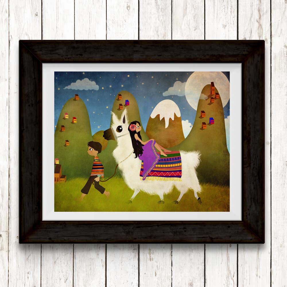 Llama Print Art Childrens Wall Art Nursery Decor Whimsical | Etsy