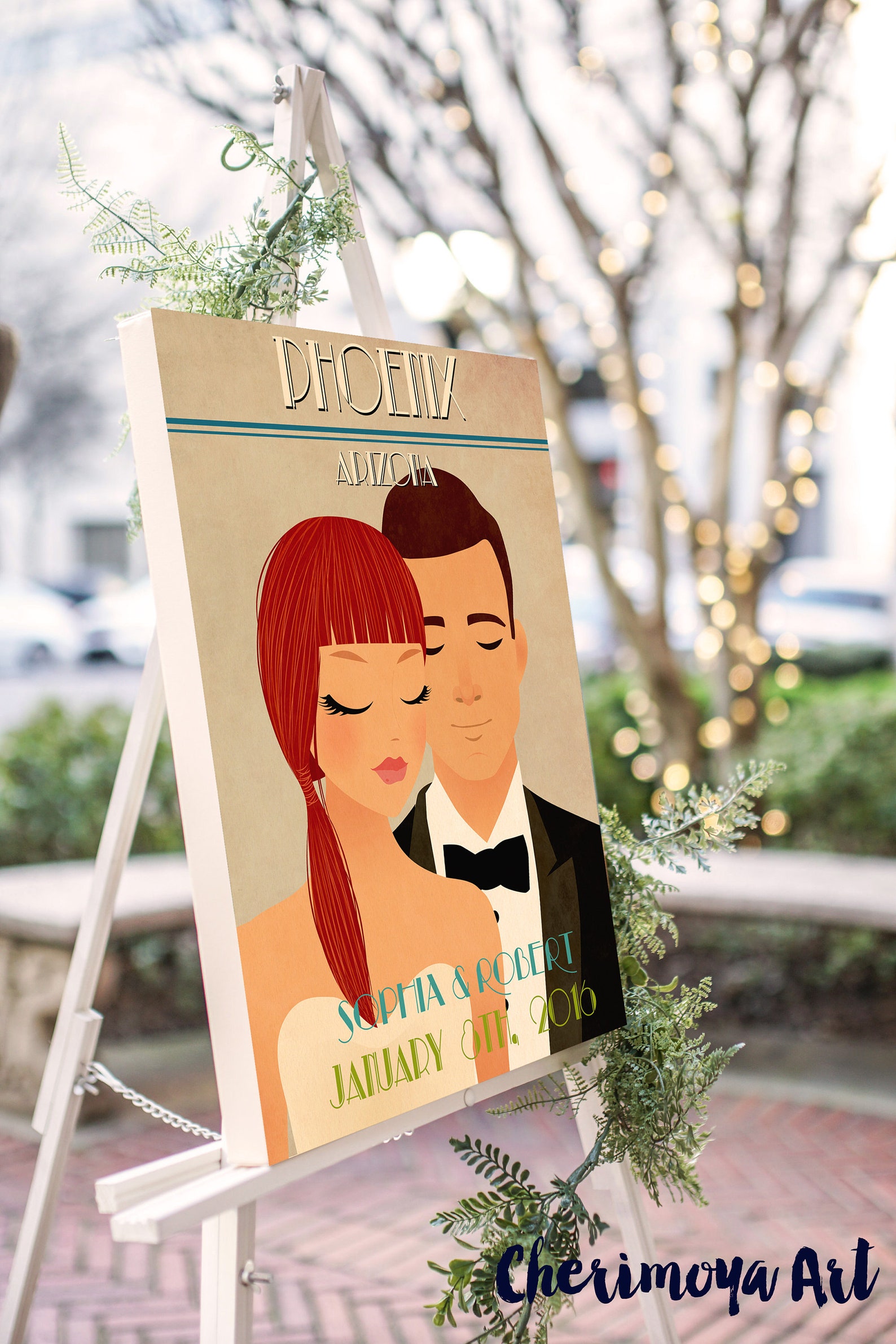 Custom Wedding Poster Custom Couple Print Wedding Poster Retro | Etsy