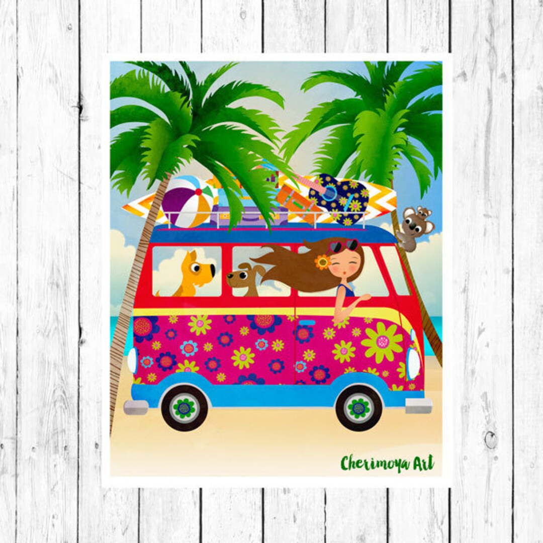 Combi Surf Print Children Nursery Wall Art Whimsical Print Nursery ...