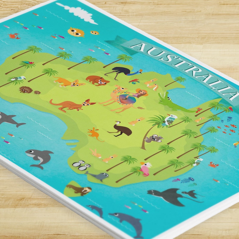 Australia Animal Map Kids Maps Map of Australia Kids Wall Maps - Etsy ...