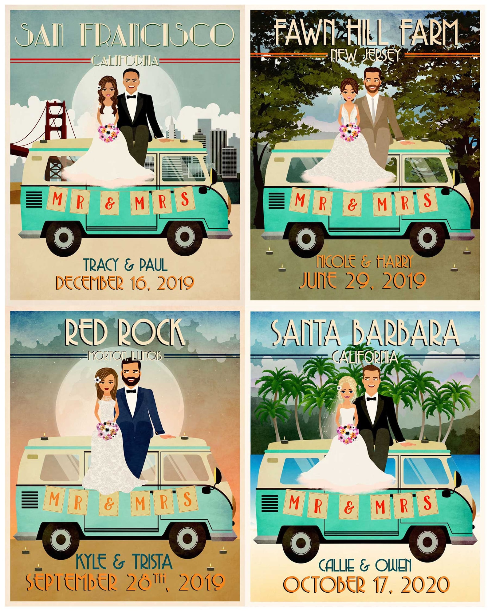 Combi Wedding Art Vintage Wedding Poster Wedding Poster Combi | Etsy