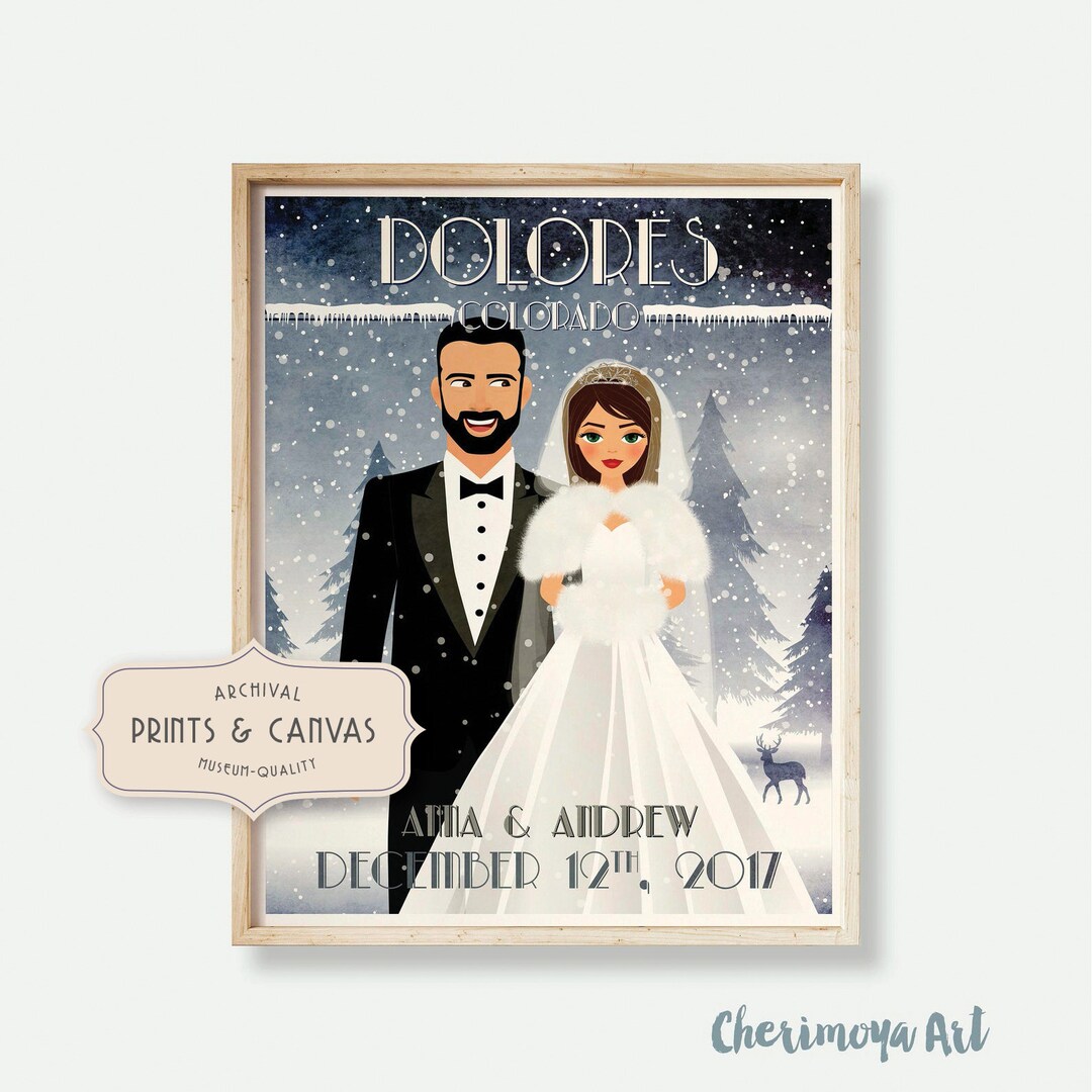 Unique Wedding Gift Personalized Wedding Poster Couple Portrait Design ...