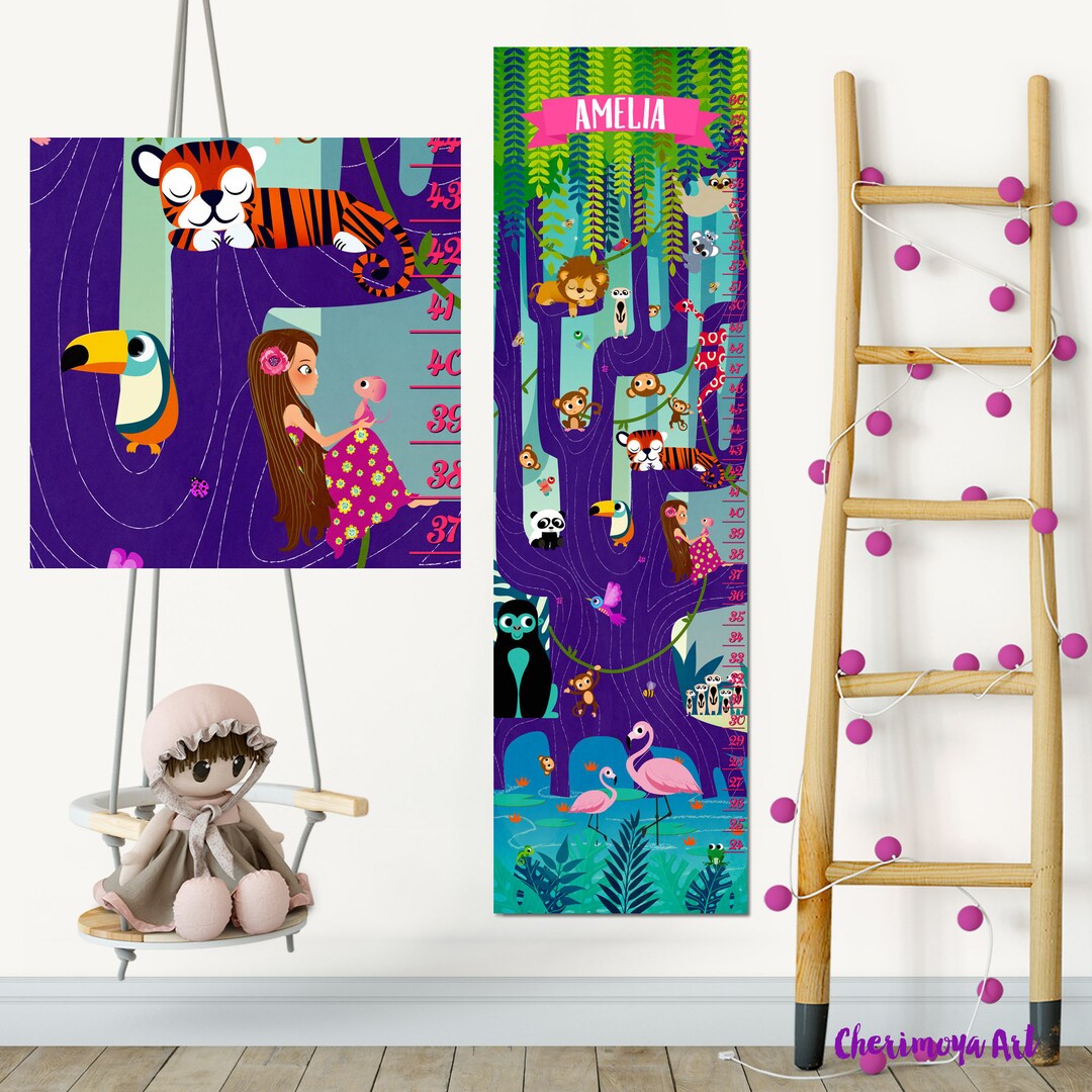 Jungle Girl Custom Growth Chart Kids Height Chart Growth Chart Decal ...