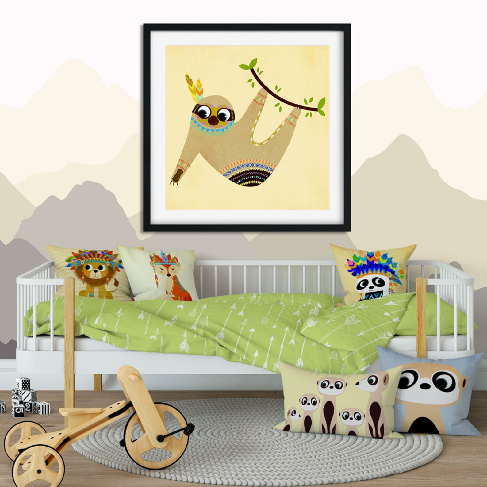 Nursery Art Print Sloth Print Sloth Decor Sloth Art Tribal - Etsy