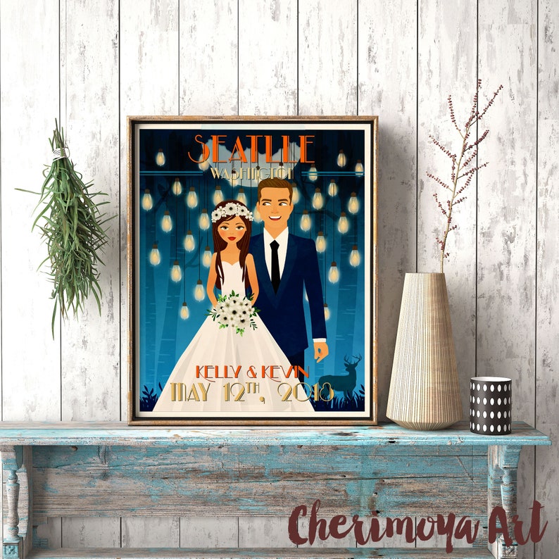 Personalized Vintage Wedding Poster Retro Wedding Poster Retro | Etsy