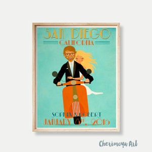 Retro Wedding Print Vintage Wedding Art Poster Custom Portrait Wedding ...