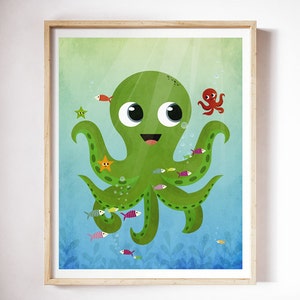 Octopus Wall Art Children's Wall Art Print Under the Sea Nursery Art ...