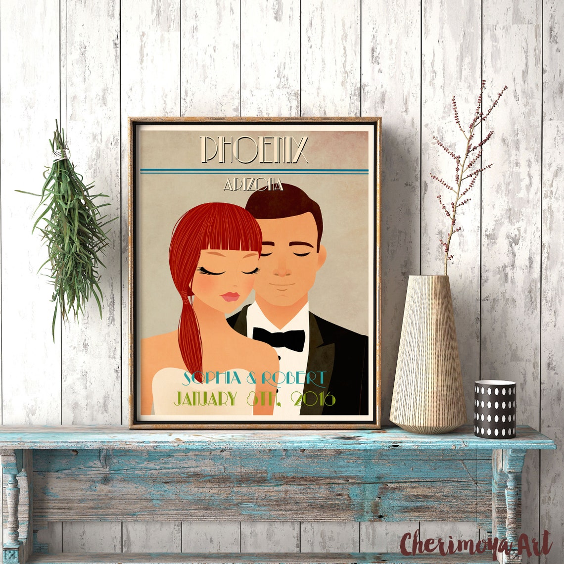 Custom Wedding Poster Custom Couple Print Wedding Poster Retro | Etsy
