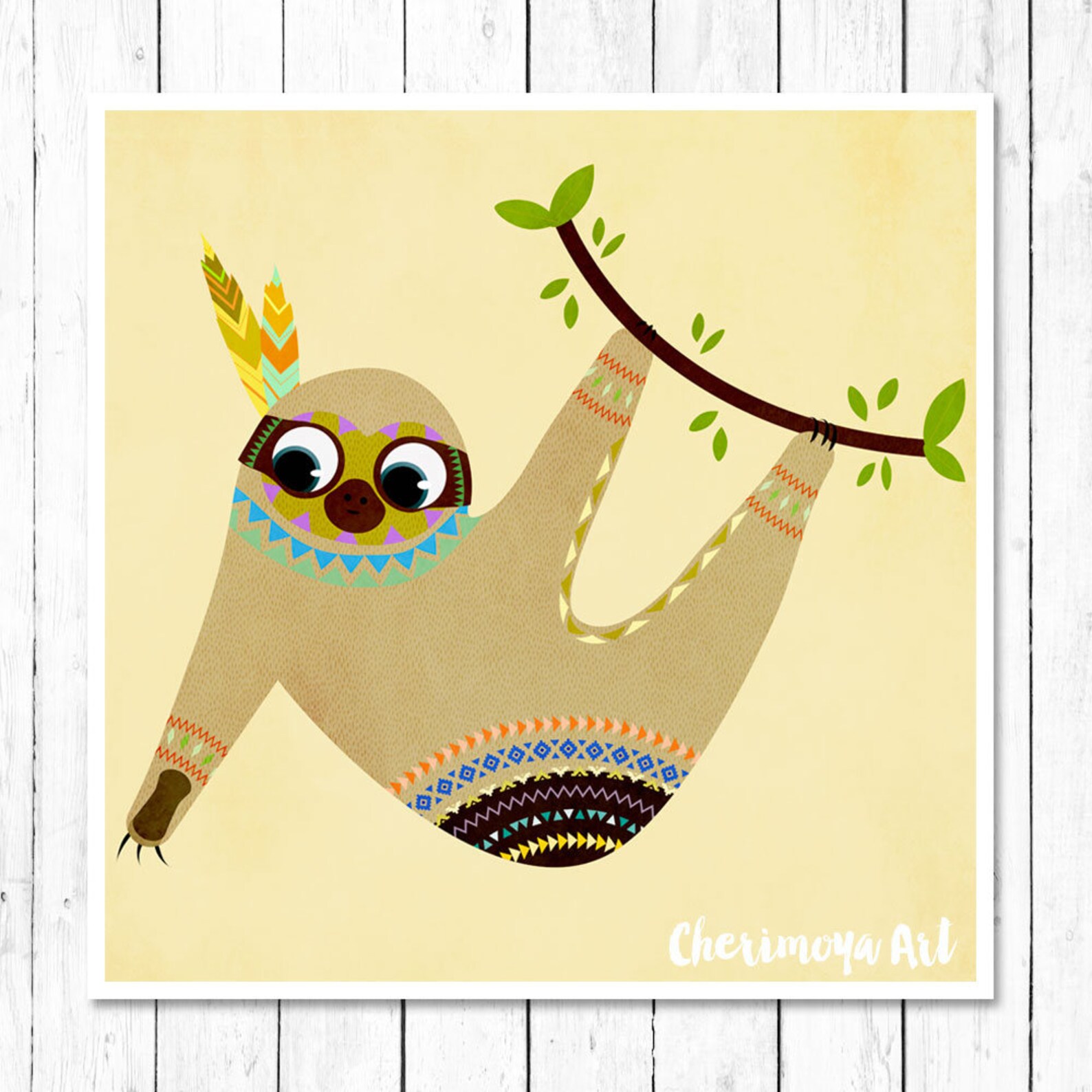 Nursery Art Print Sloth Print Sloth Decor Sloth Art Tribal - Etsy