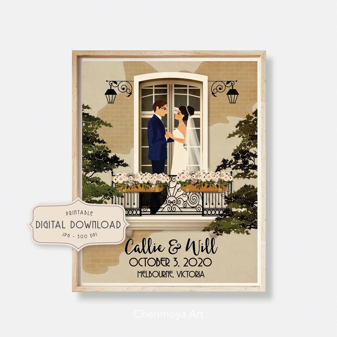 Custom Couple Portrait Wedding Illustration Couple Portrait Cartoonized ...