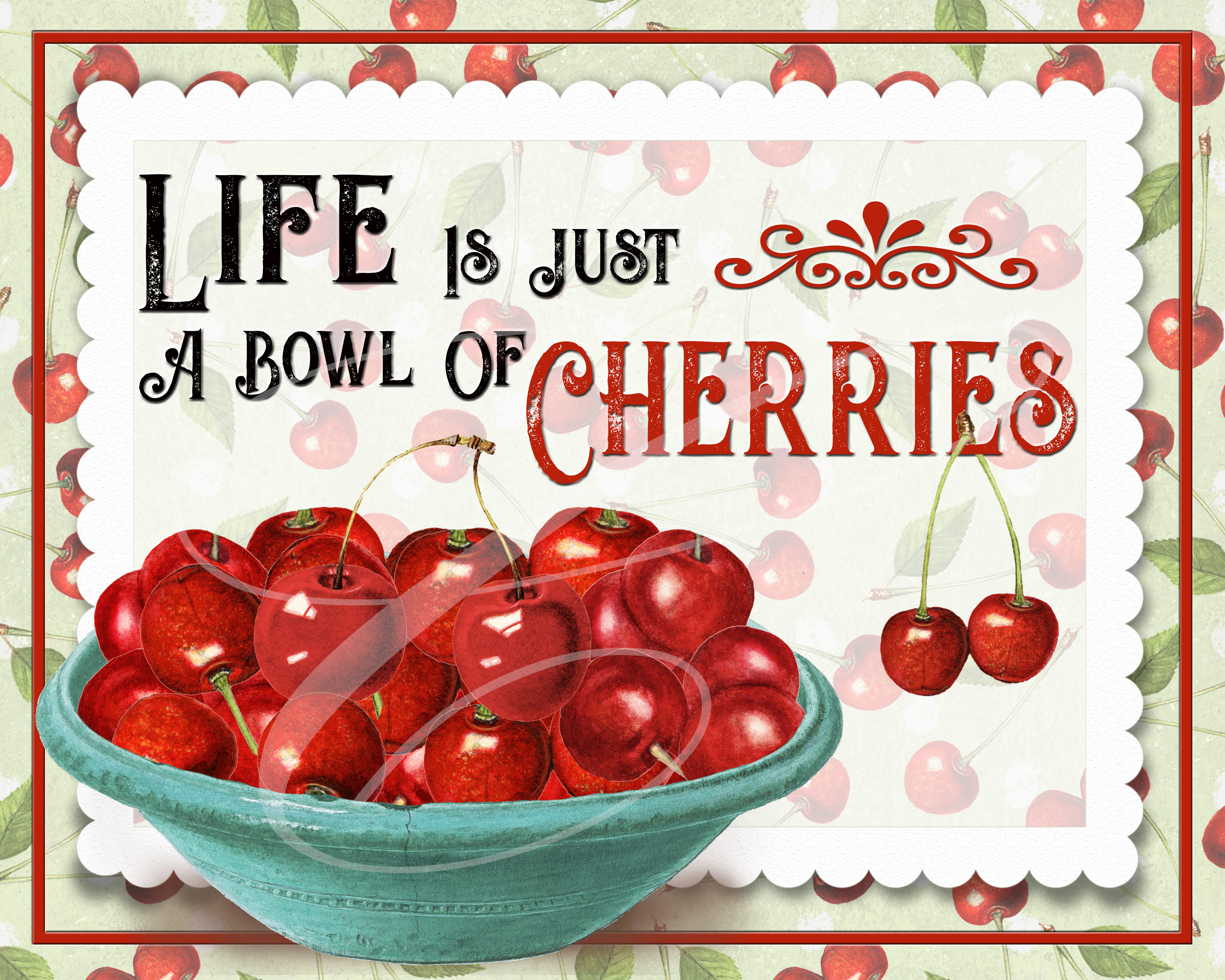 Life is a Bowl Cherries Tiered Tray Sign Etsy