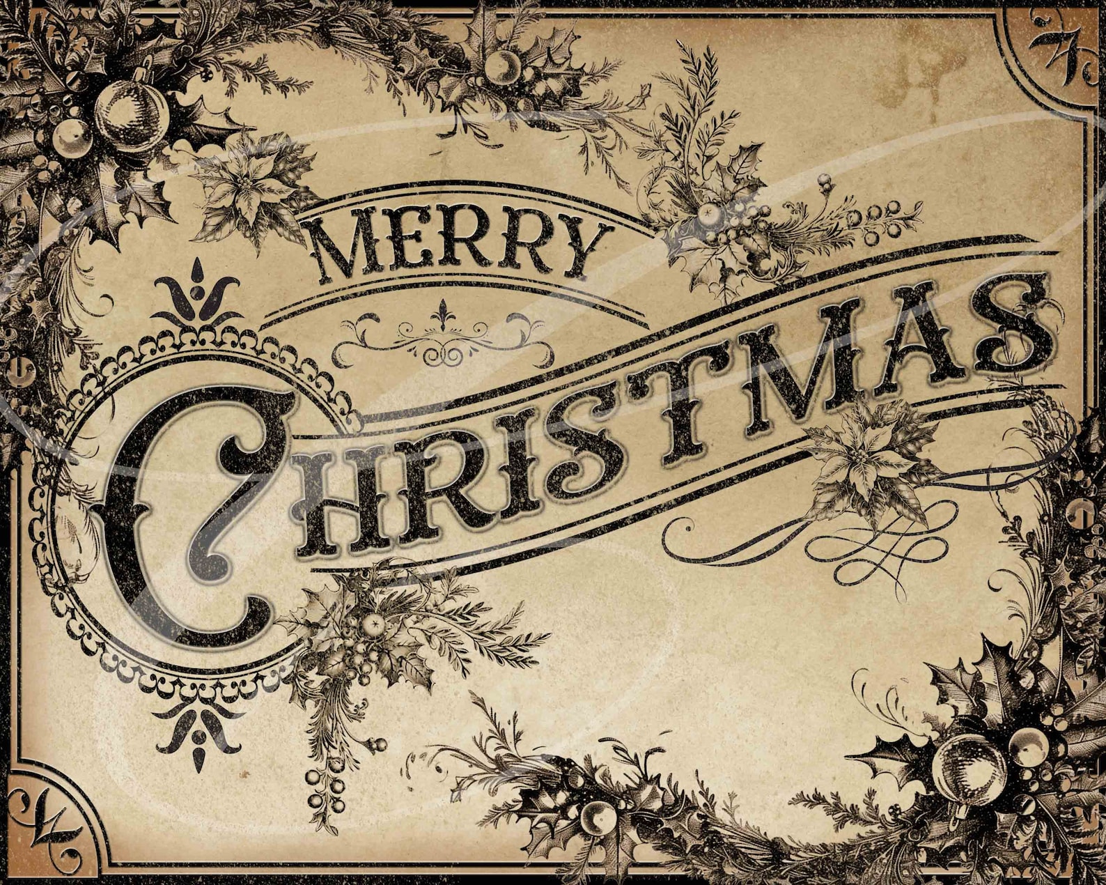 Vintage Primitive Merry Christmas Antique Victorian Label Jpeg Digital ...