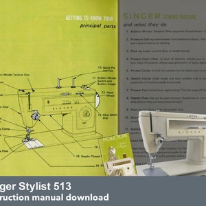 Singer Stylist 513 Sewing Machine Instruction Manual PDF Download ...