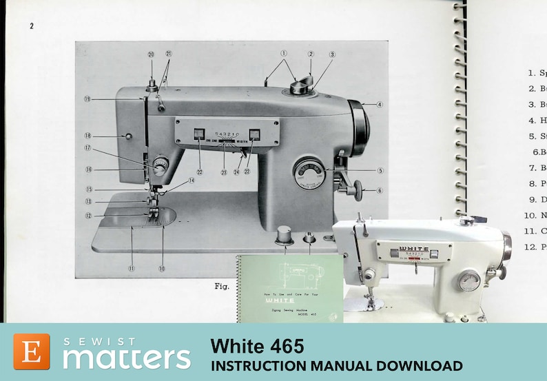 White 465 Zigzag Sewing Machine Instruction Manual PDF Download - Etsy