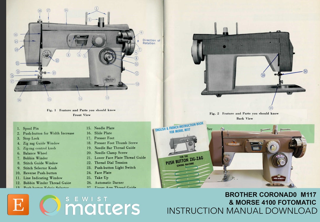 Brother Coronado Arrow M117 Push Button Zig-zag Pinnock Trendsetter ...
