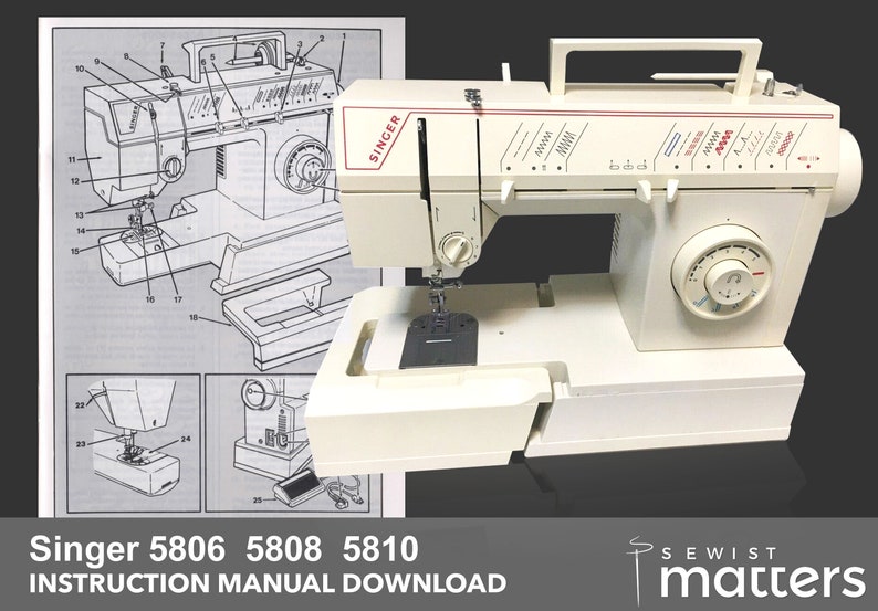 Singer 5806 5808 5810 & Melody 50 Sewing Machine Instruction Manual PDF ...