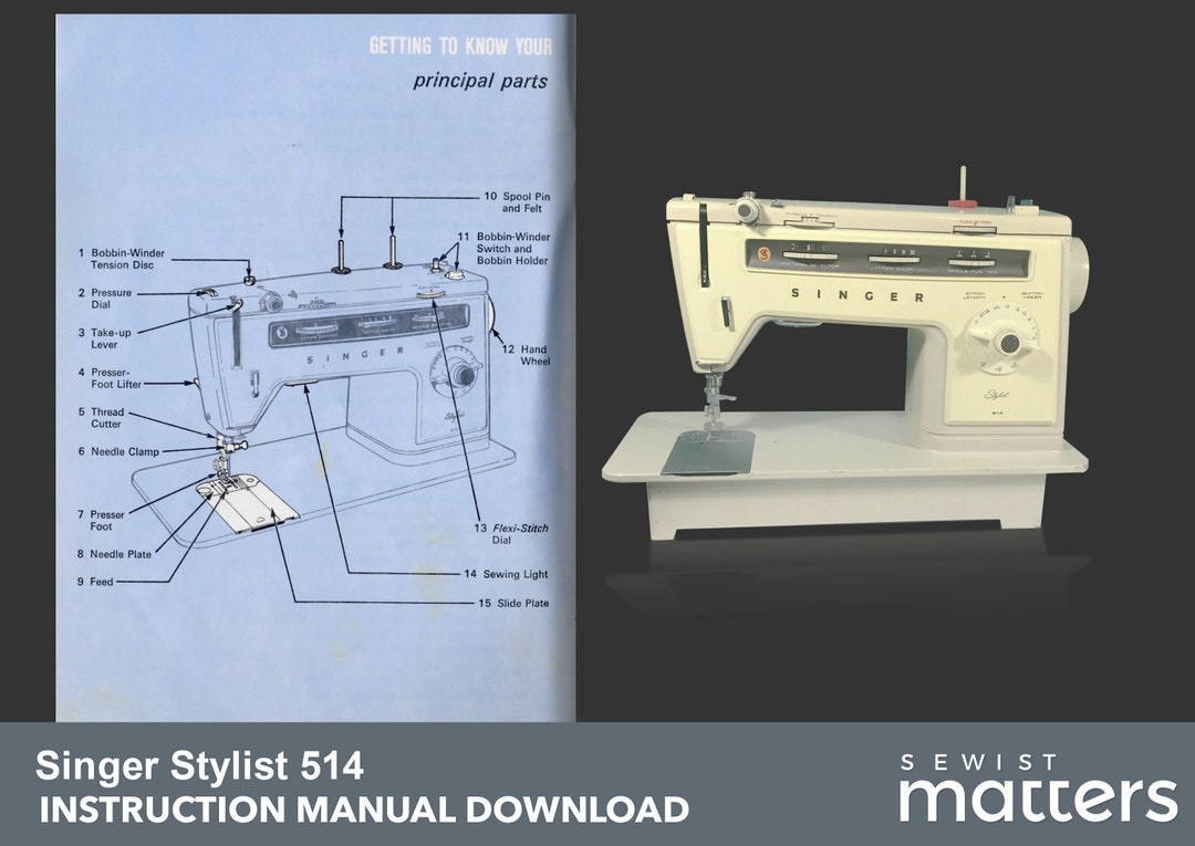 Singer Stylist 514 Zig-zag Sewing Machine Instruction Manual PDF ...