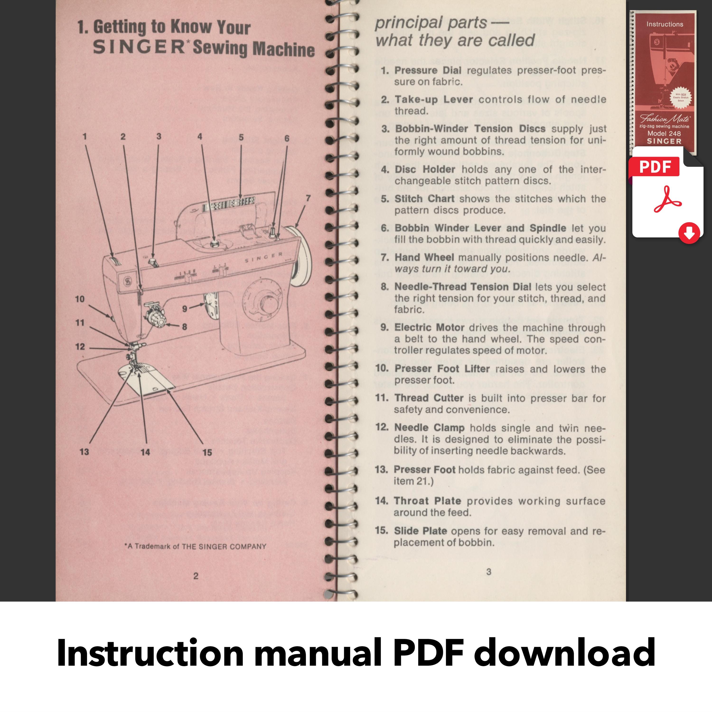 Singer 248 Fashion Mate Sewing Machine Instruction Manual PDF Download ...