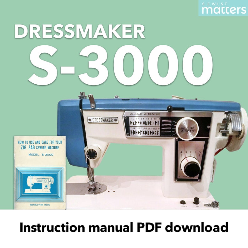 Dressmaker S-3000 Sewing Machine Instruction Manual PDF Download - Etsy