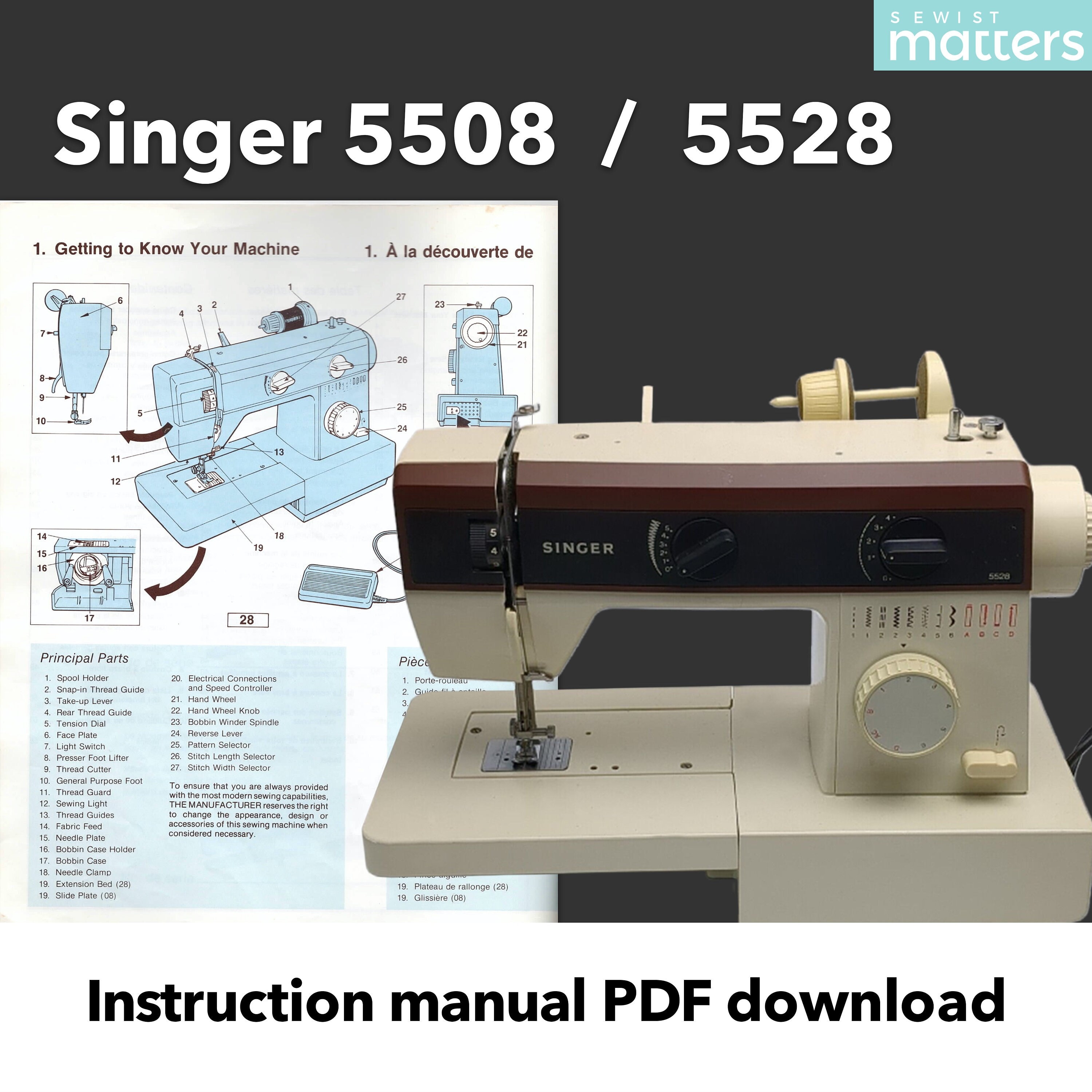 Singer 08/28 5508 & 5528 Sewing Machine Instruction Manual PDF Download ...