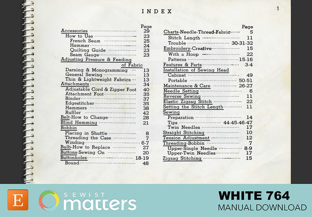 White 764 Quick Steps to Easy Sewing on Your White Machine Instruction ...