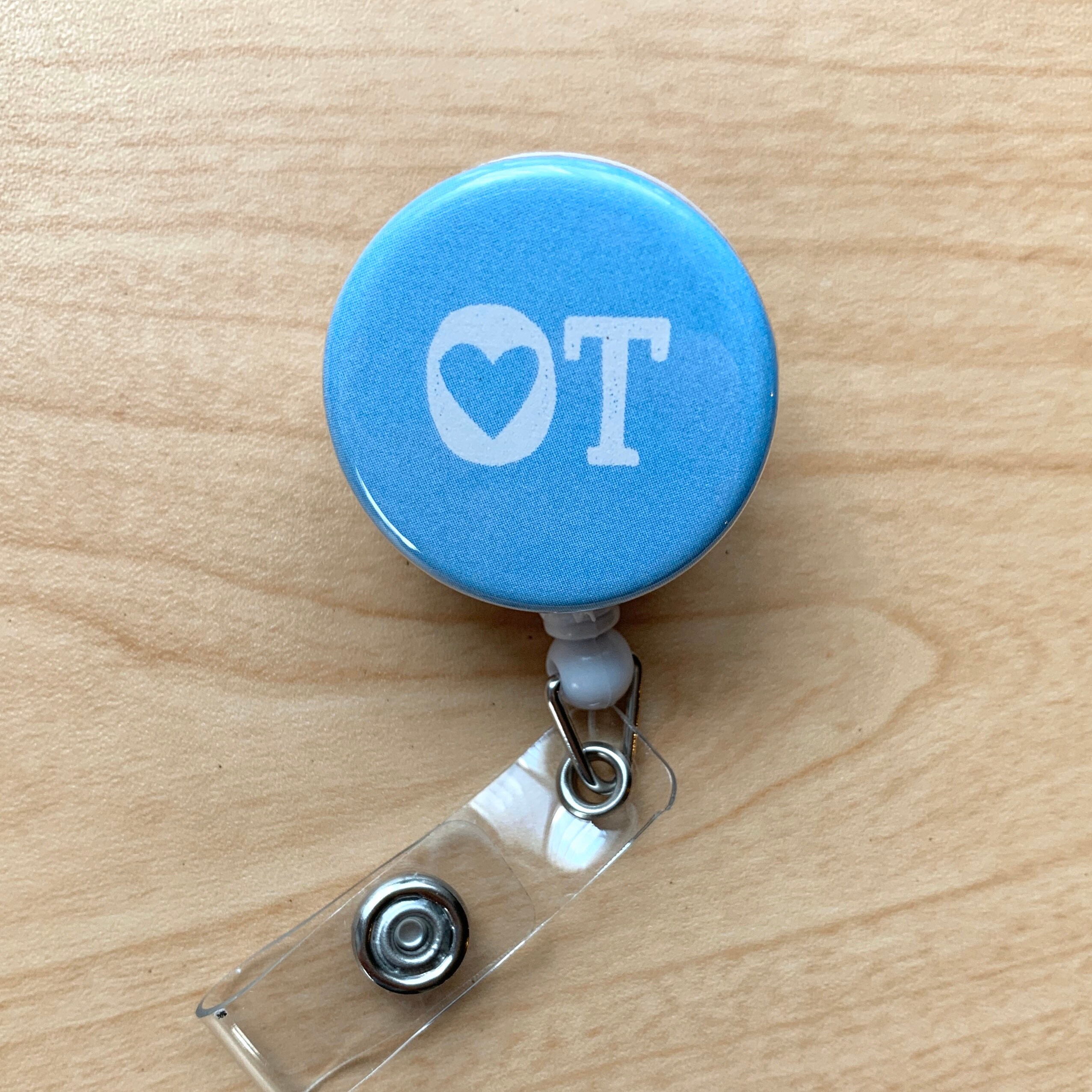 SKY BLUE: Simple OT Badge Reel With Heart Badge Reel - Etsy