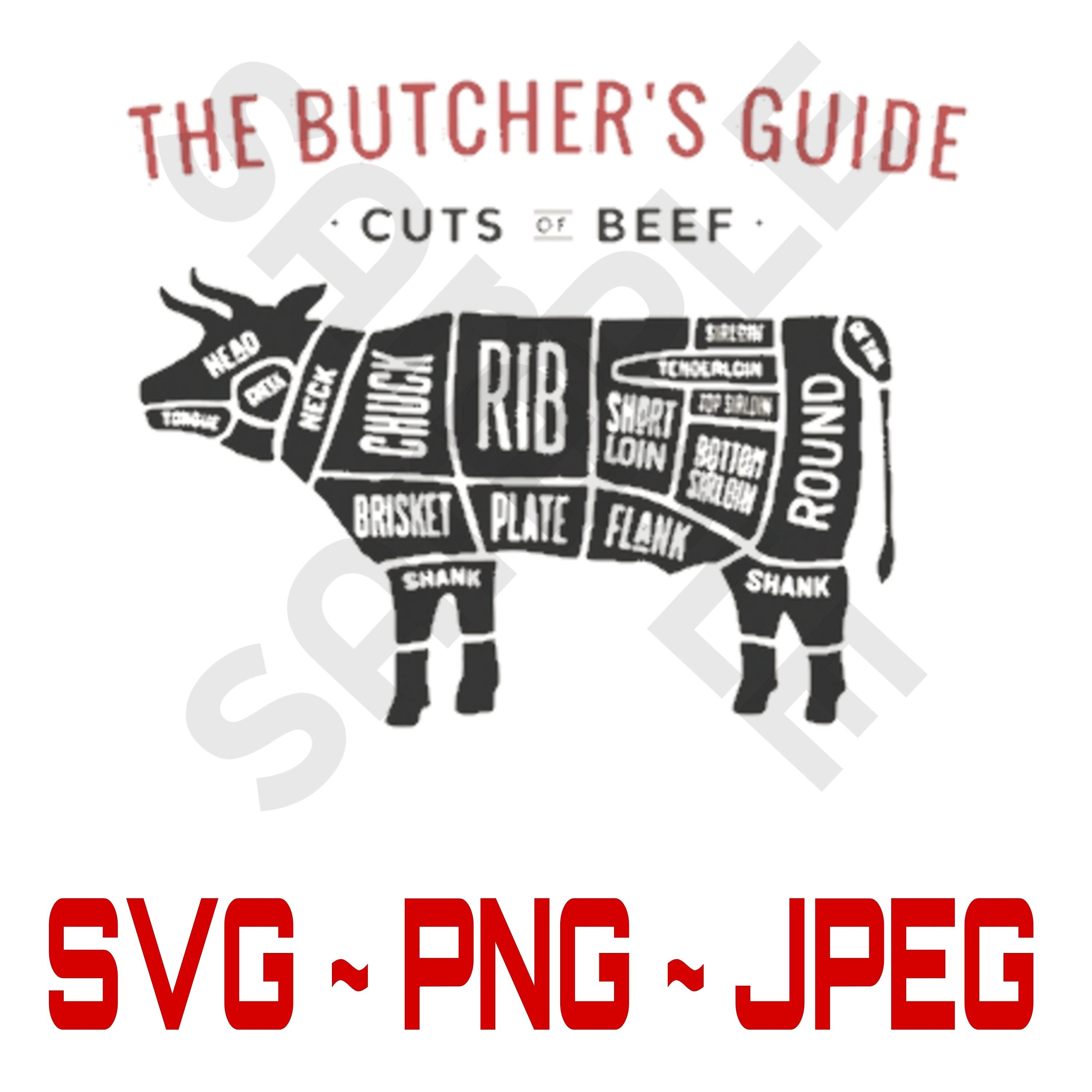 The Butchers Guide Cuts of Meat Beef Cow Bbq SVGPNG - Etsy