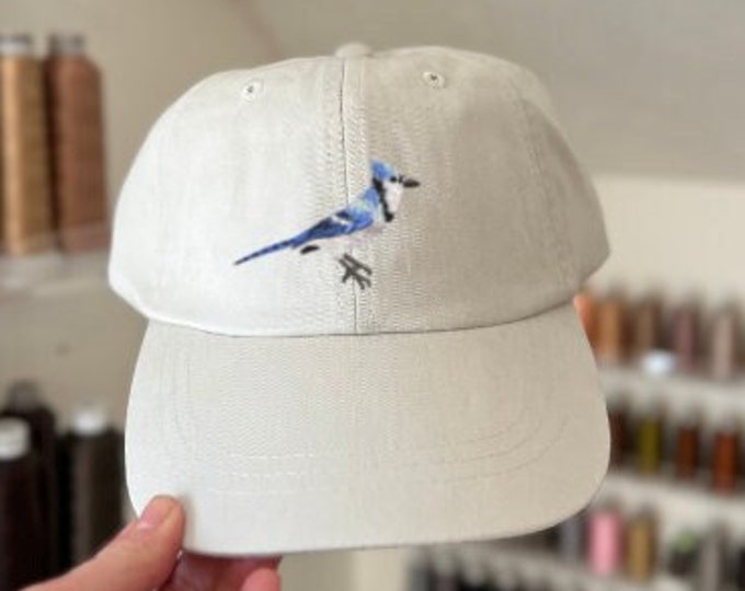 Blue Jay Hat, Blue Bird, Embroidered Dad Hat, Bird Lover, Father's Day ... Blue Jay Hat, Blue Bird, Embroidered Dad Hat, Bird Lover, Father's Day ...