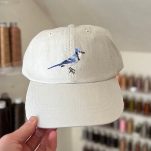 Blue Jay Hat Blue Bird Embroidered Dad Hat Bird Lover - Etsy