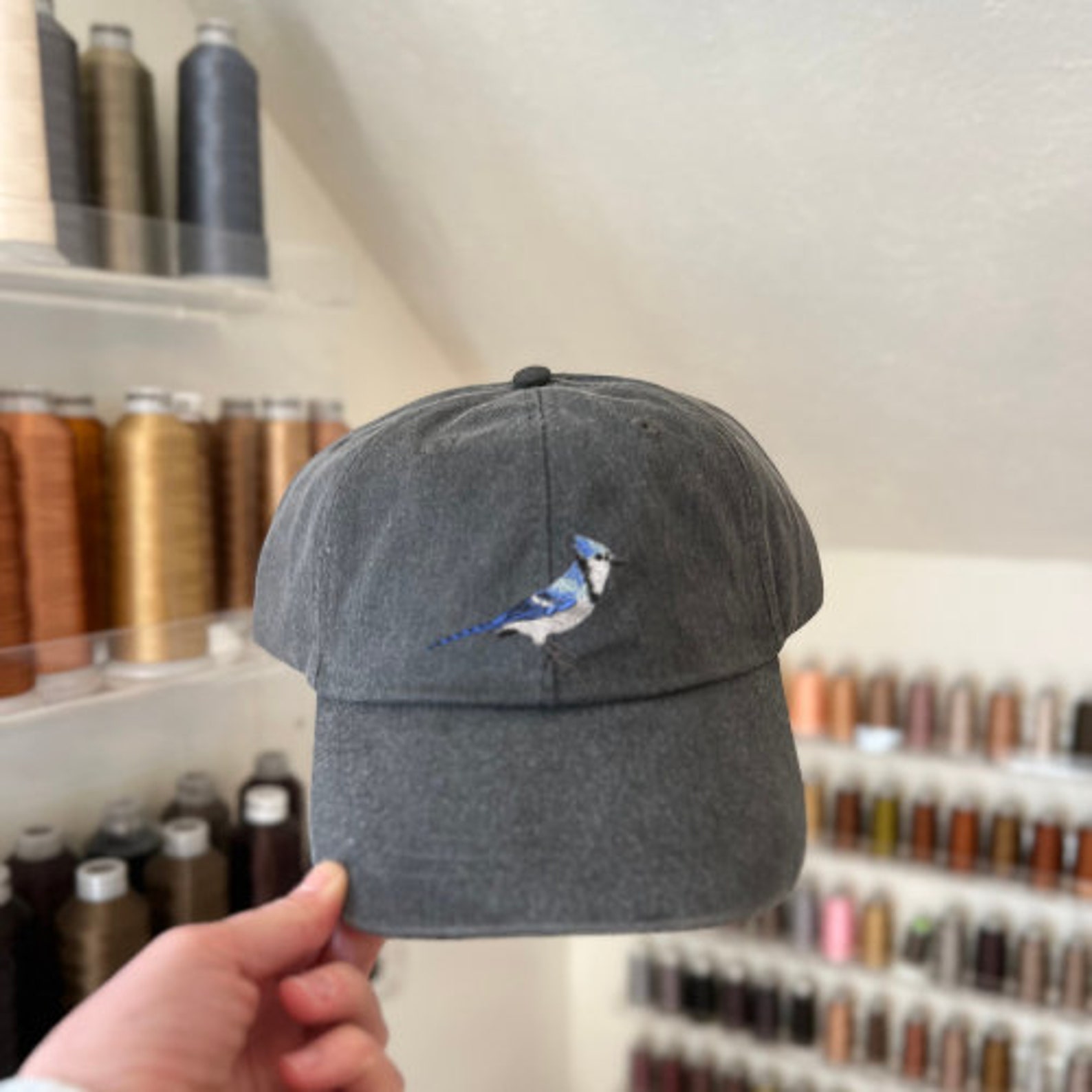 Blue Jay Hat Blue Bird Embroidered Dad Hat Bird Lover - Etsy