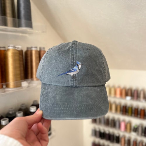 Blue Jay Hat Blue Bird Embroidered Dad Hat Bird Lover - Etsy