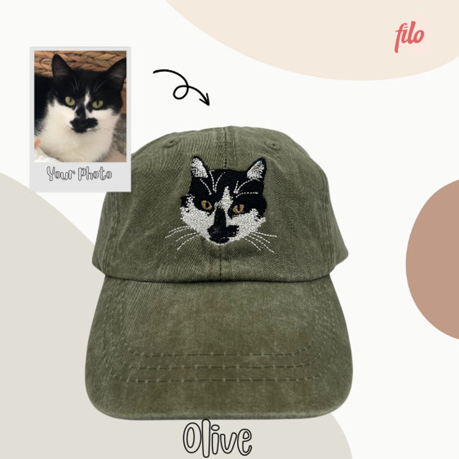 Custom CAT Dad Hat Hand Drawn Art and Embroidered From Your - Etsy