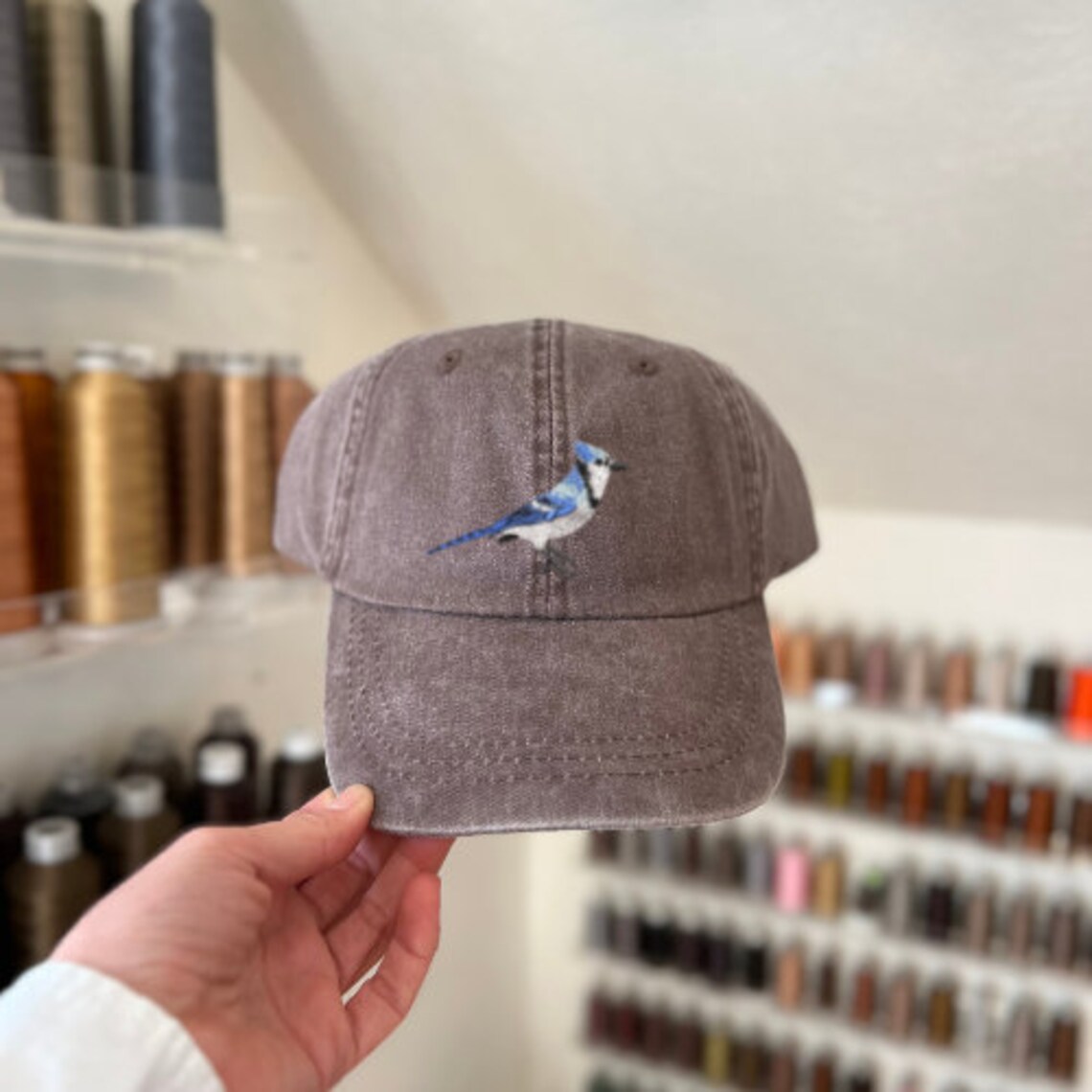 Blue Jay Hat Blue Bird Embroidered Dad Hat Bird Lover - Etsy