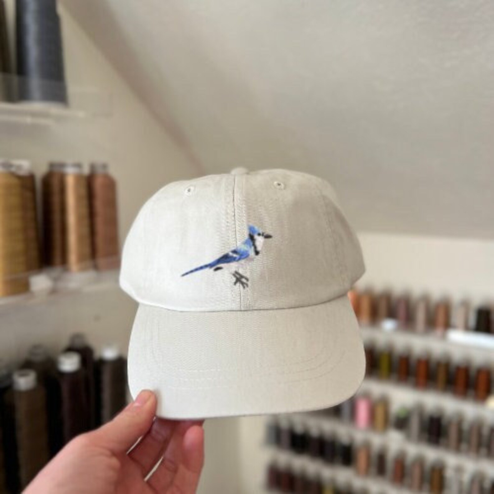 Blue Jay Hat Blue Bird Embroidered Dad Hat Bird Lover - Etsy