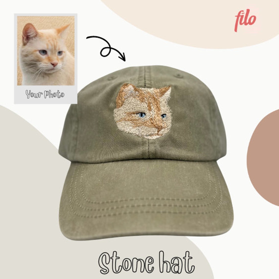Custom CAT Dad Hat Hand Drawn Art and Embroidered From Your - Etsy
