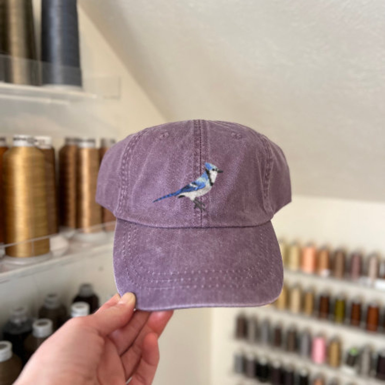 Blue Jay Hat Blue Bird Embroidered Dad Hat Bird Lover - Etsy