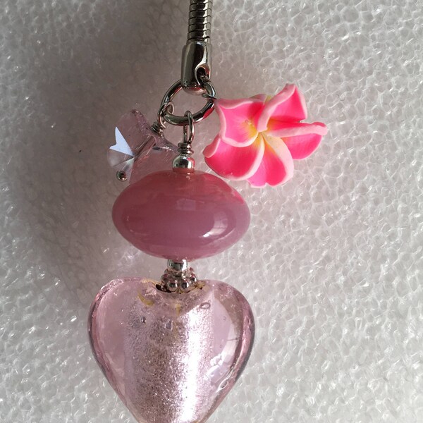 Pink Heart Keychain - Etsy