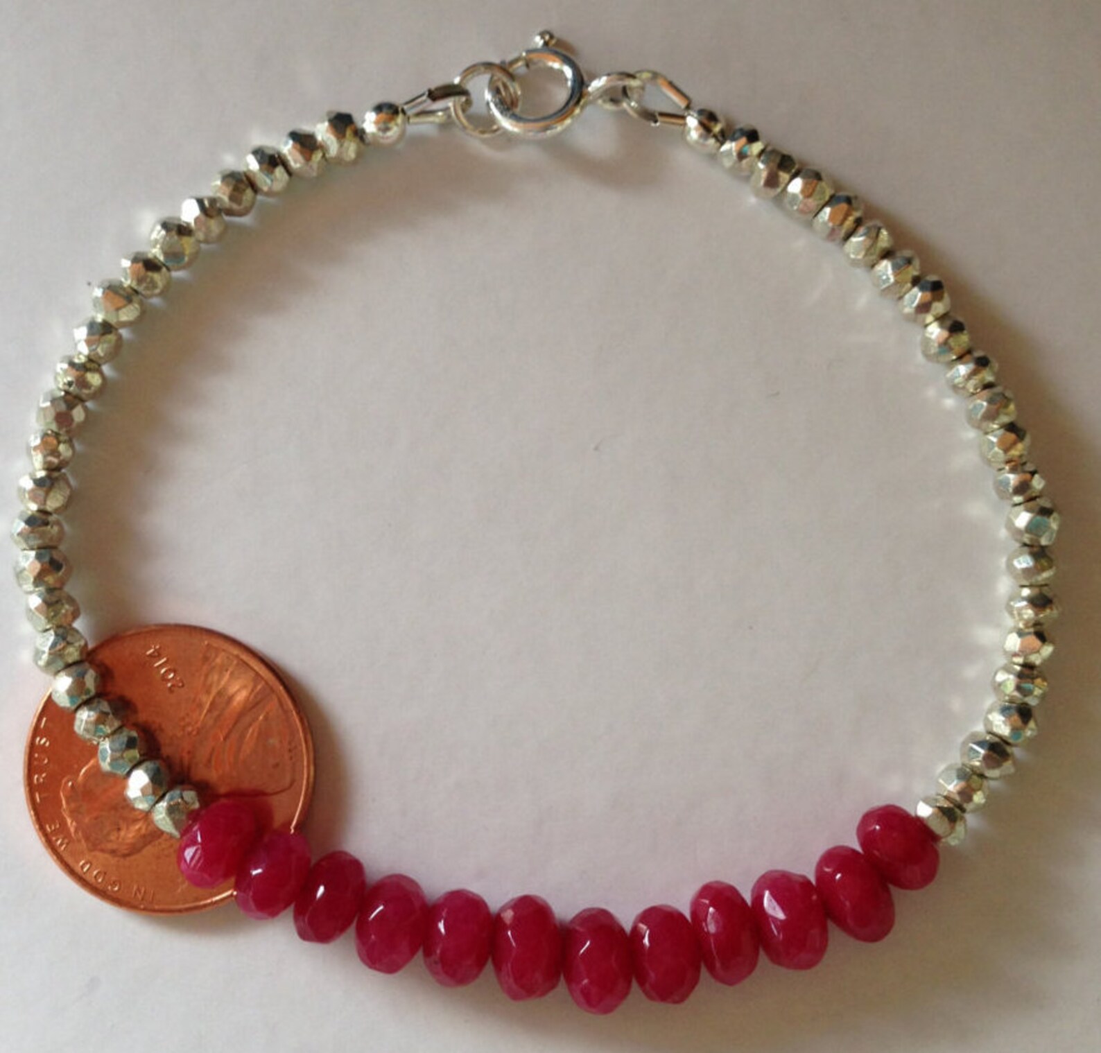 Sterling Silver Bracelet Ruby Jade/silver - Etsy