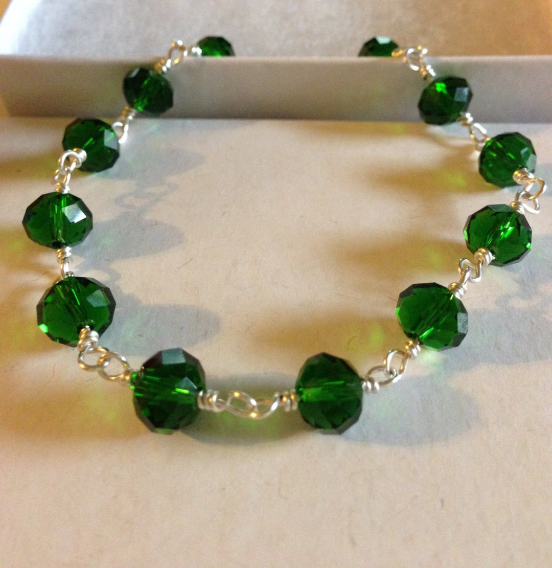 Silver Crystal Bracelet, Sterling Silver Bracelet, Beaded Bracelet ...
