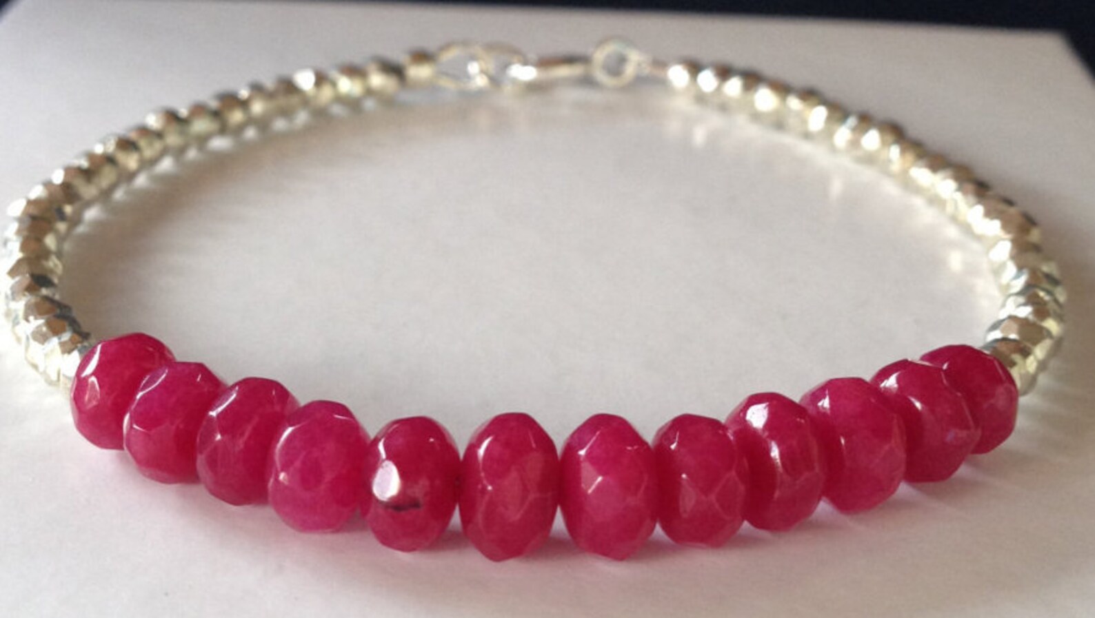 Sterling Silver Bracelet Ruby Jade/silver - Etsy