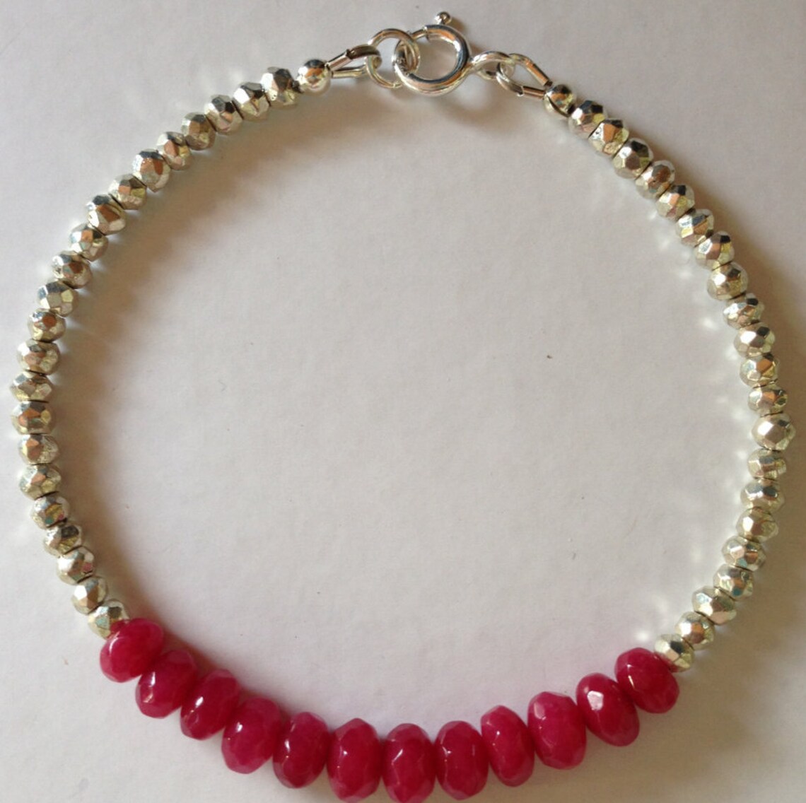 Sterling Silver Bracelet Ruby Jade/silver - Etsy