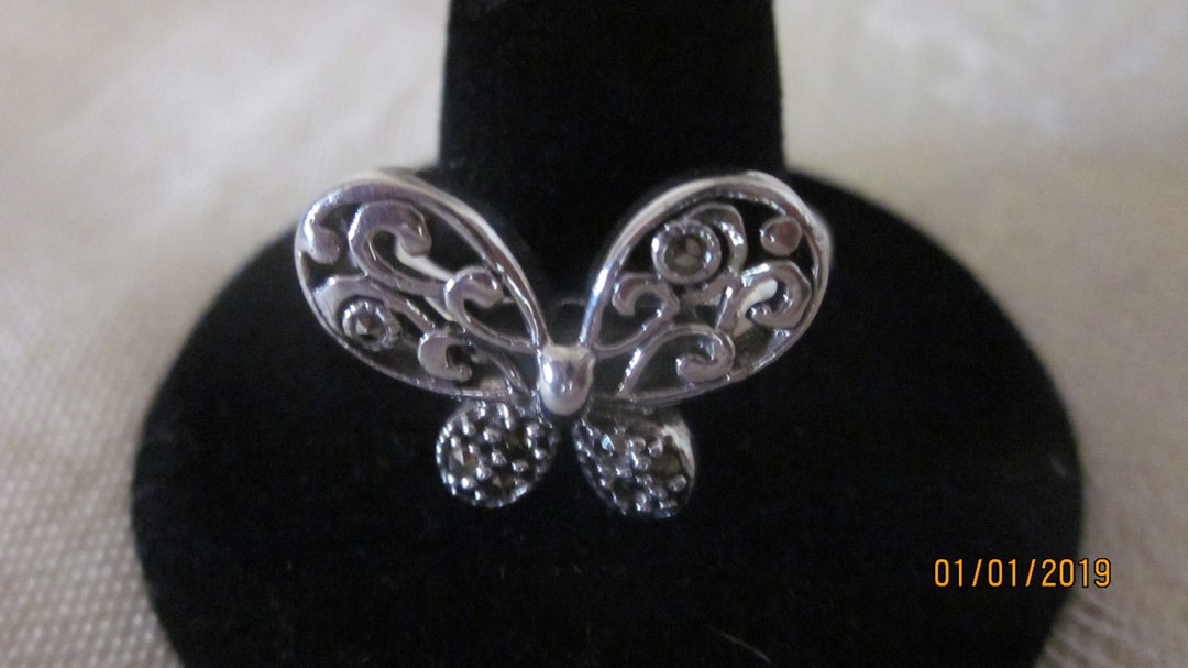 Sterling Silver Butterfly Ring - Etsy