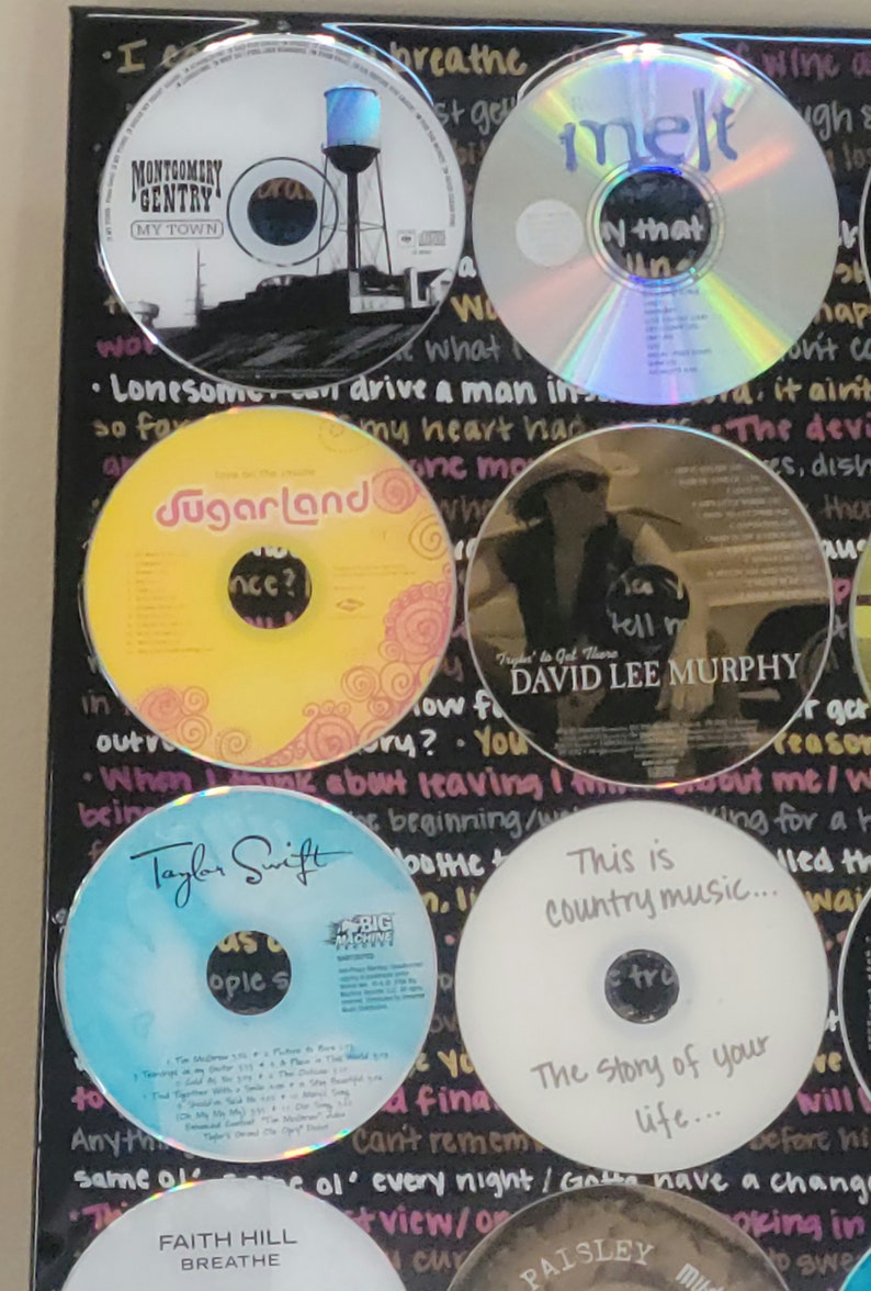 This is Country Music - A 20" X 20" Upcycled Cd and Resin Acrlyic ...