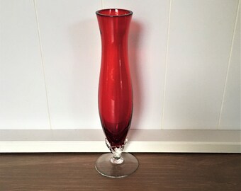 Small Red Glass Vase | Etsy