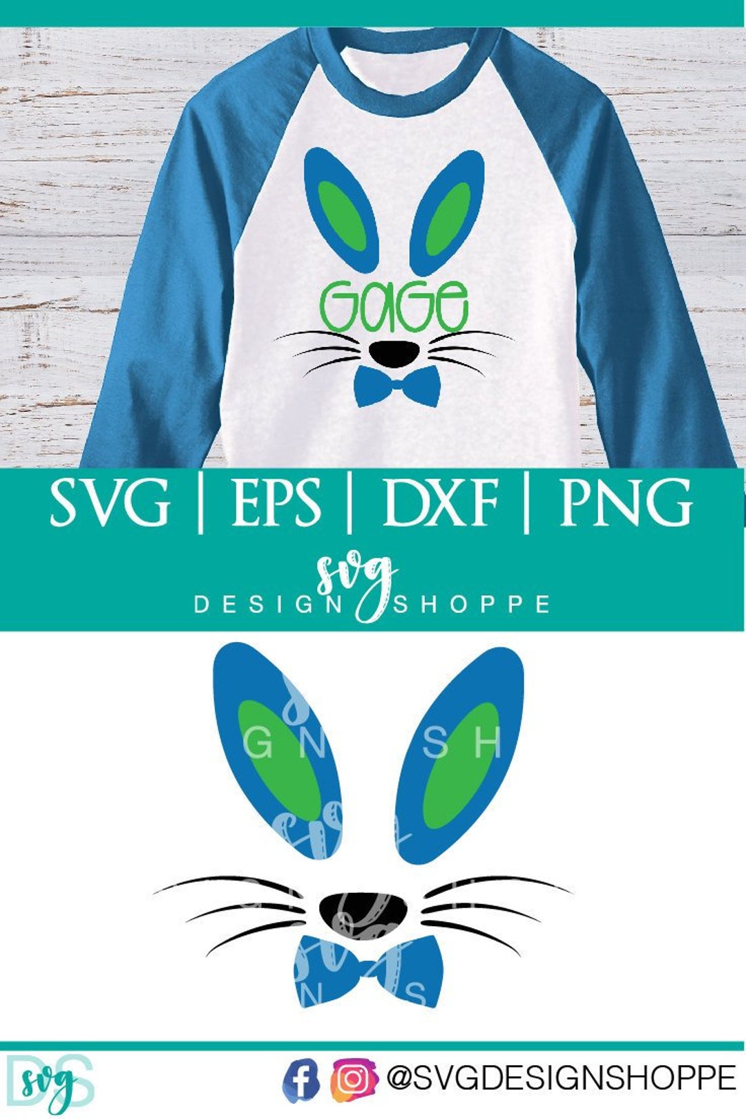 Easter Svg, Boy Svg, Rabbit Ears, SVG, EPS, DXF, Png, Cute, Bunny ...