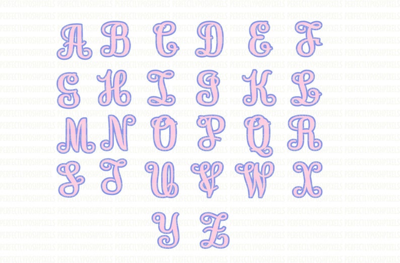 Outlined Script Monogram SVG Files Curly Monogram Letters Svg - Etsy