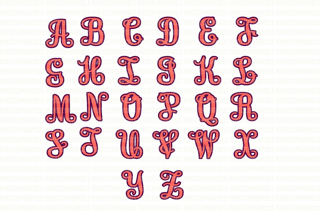 Outlined Script Monogram SVG Files Curly Monogram Letters Svg Eps ...