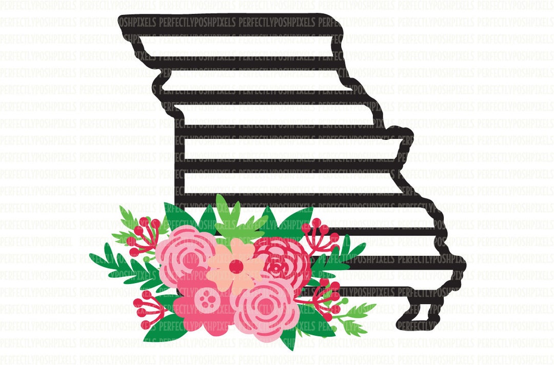Missouri SVG Black and White State Printable Clipart Floral Swag ...