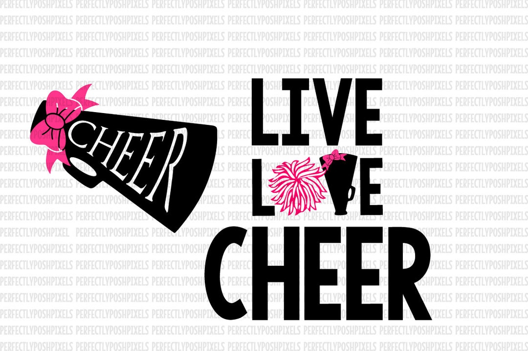 Live Love Cheer SVG Cheerleader Sports Megaphone Cricut Design Space ...