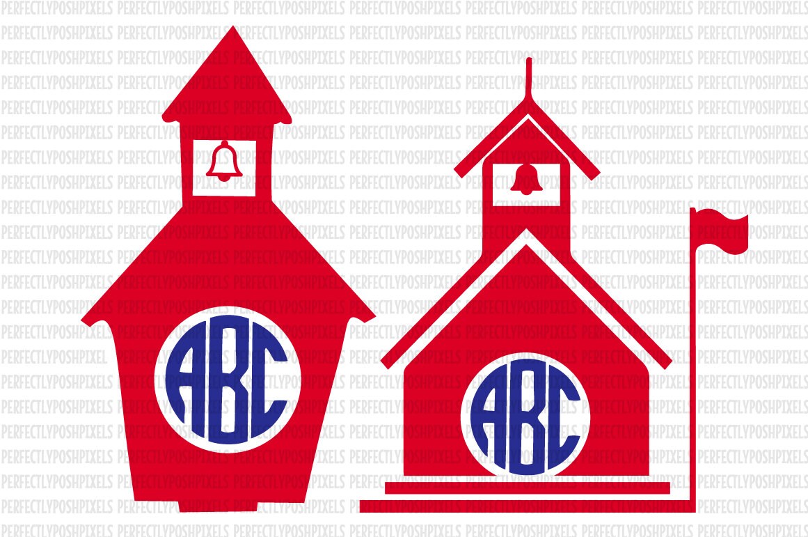 Little Red Schoolhouse Monogram Frame Clipart SVG DXF EPS Png - Etsy